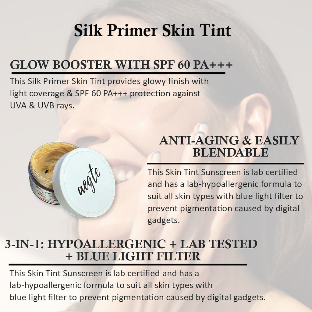 Aegte Blue Light Filter Silk Primer Skin Tint with SPF 60 PA+++ Anti-a